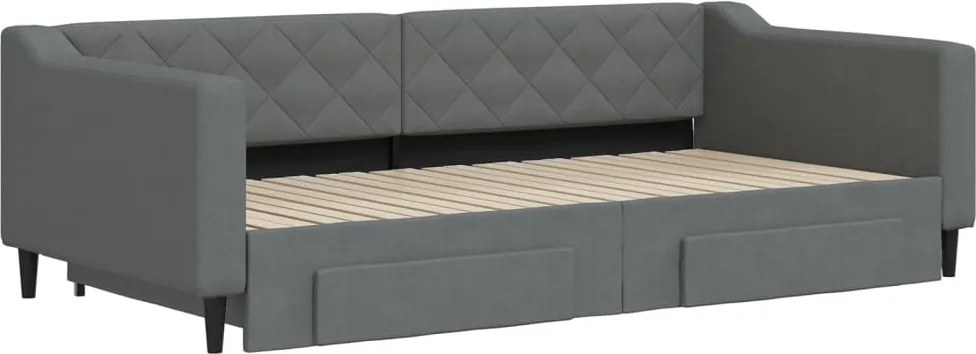 Válenda s přistýlkou a zásuvkami tmavě šedá 100 x 200 cm textil 3197468