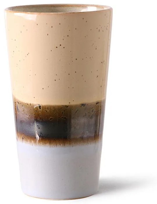 HK living Keramický latte cup 70's Lake 280 ml, béžová barva, měděná barva, keramika