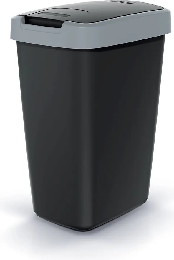 Odpadkový koš s barevným víkem, 12 l, šedá / černá
