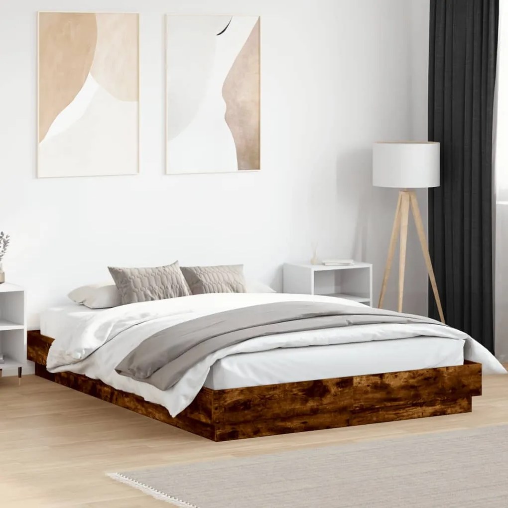 Rám postele s LED osvětlením kouřový dub 120 x 200 cm 3209804