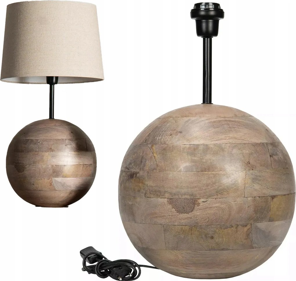 Dřevěná Lampa Boho 47 cm stojící stolní koule noční stolní lampa do obývacího pokoje