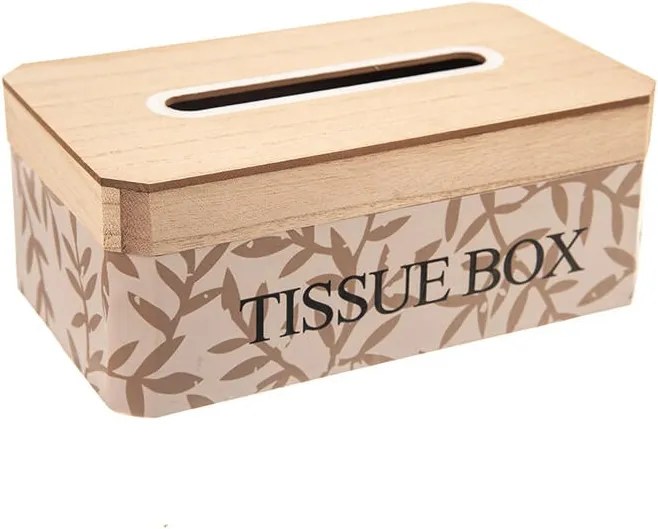 Dřevěný box na papírové kapesníky LISTY 24 x 14 cm