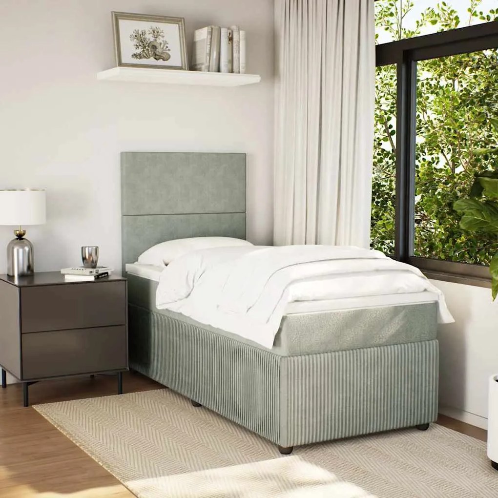 Box spring postel s matrací světle šedá 90x200 cm samet 3292232