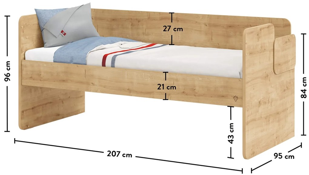 Čilek Zvýšená postel 90x200 cm se schody SET Mocha Studio
