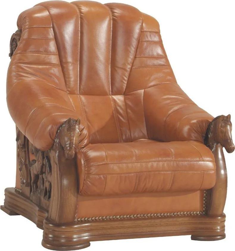 Casarredo - Komfort nábytek Rustikální křeslo OTAKAR kůže | potah: Kůže S-49,barva: moření 5