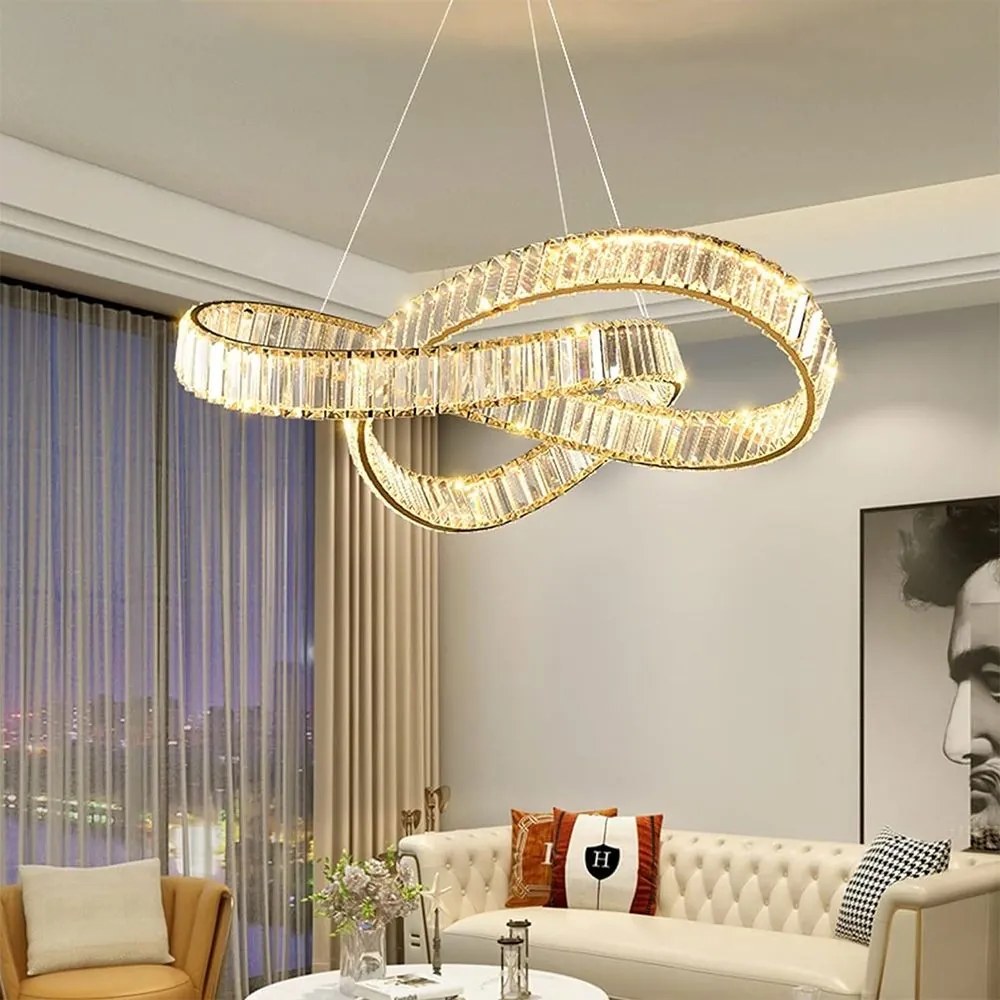Toolight Závěsné designové osvětlení CRYSTAL LED + dálkové ovládání APP1538-CP GOLD