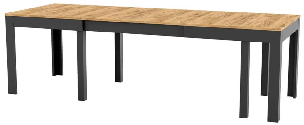 SZYNAKA Trendline Jídelní stůl rozkládací - VENUS, 160/206/253/300x90, dub craft/matná černá