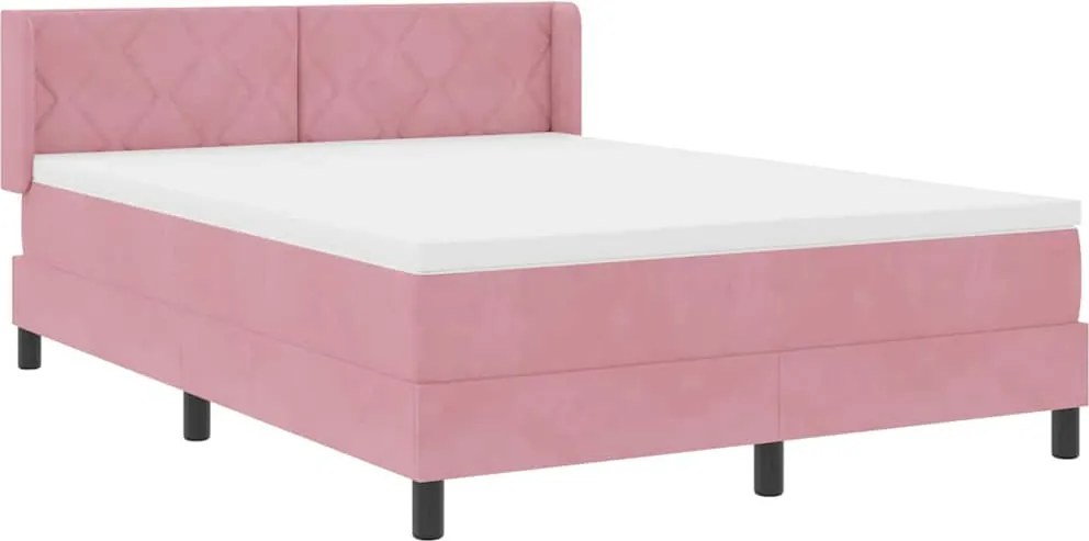 Postel s boxspringem s čelo Růžová 200 x 140 cm samet 3341527