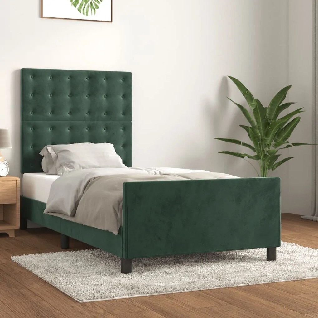 Rám postele bez matrace tmavě zelená 90 x 200 cm samet 3125980