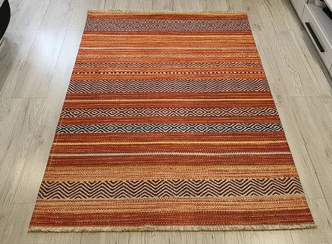 HU Vícebarevný moderní koberec Banco 1049 – oranžový Rozměr: 60x110 cm