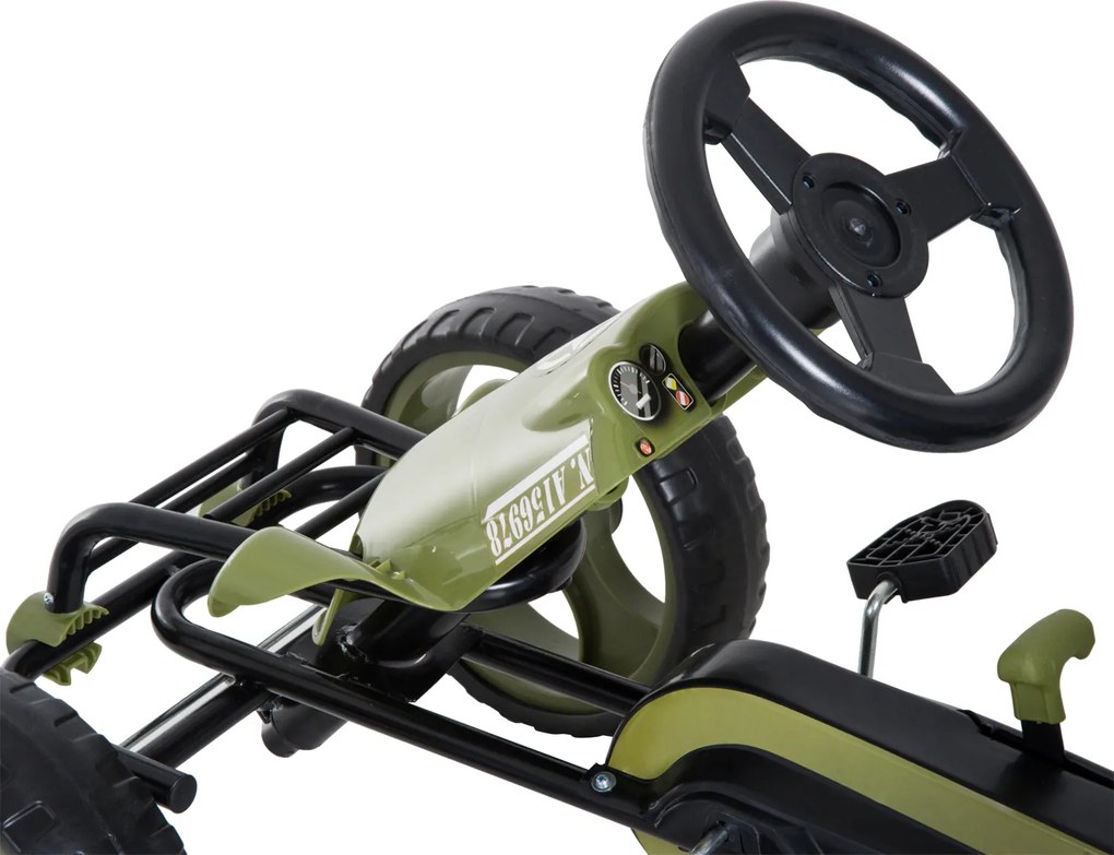 HOMCOM Motokára šlapací šlapací auto s ruční brzdou Nastavitelné sedadlo od 3 let Zelená 105 x 54 x 61 cm | Aosom