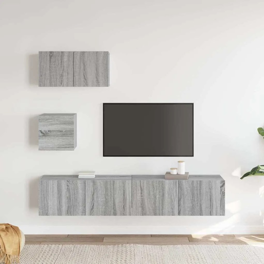 4dílný set TV skříněk šedý sonoma kompozitní dřevo 3114644
