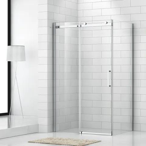 Roltechnik Outlet Posuvné sprchové dveře OBZD2 a pevná stěna OBZB Varianta: šířka dveří: 120 cm, šířka pevné stěny: 80 cm - (OBZD2-120_OBZB-80_BE), Barva profilů a typ výplně: profily: černá (elox), výplň: transparent
