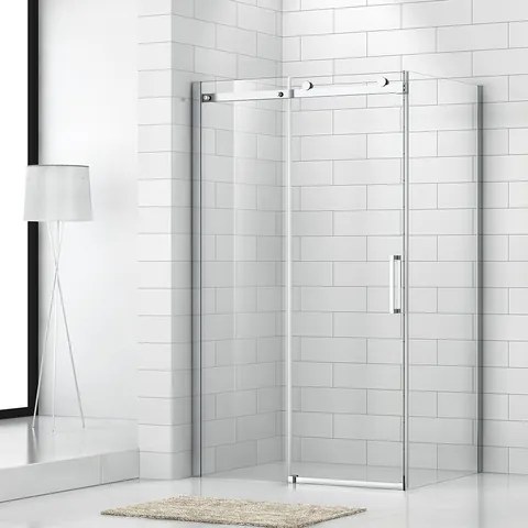 Roltechnik Outlet Posuvné sprchové dveře OBZD2 a pevná stěna OBZB Varianta: šířka dveří: 140 cm, šířka pevné stěny: 80 cm - (OBZD2-140_OBZB-80_BE), Barva profilů a typ výplně: profily: černá (elox), výplň: transparent