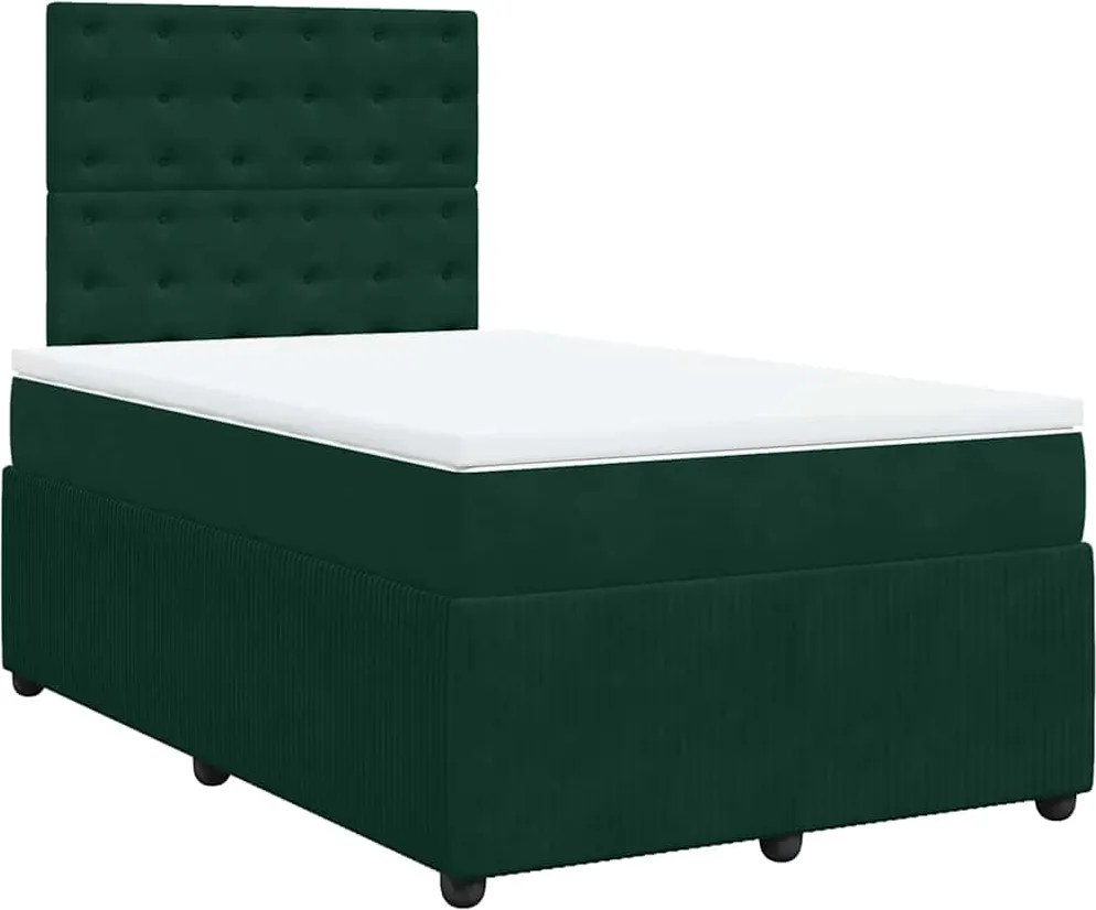 Box spring postel s matrací tmavě zelená 120x190 cm samet 3292301