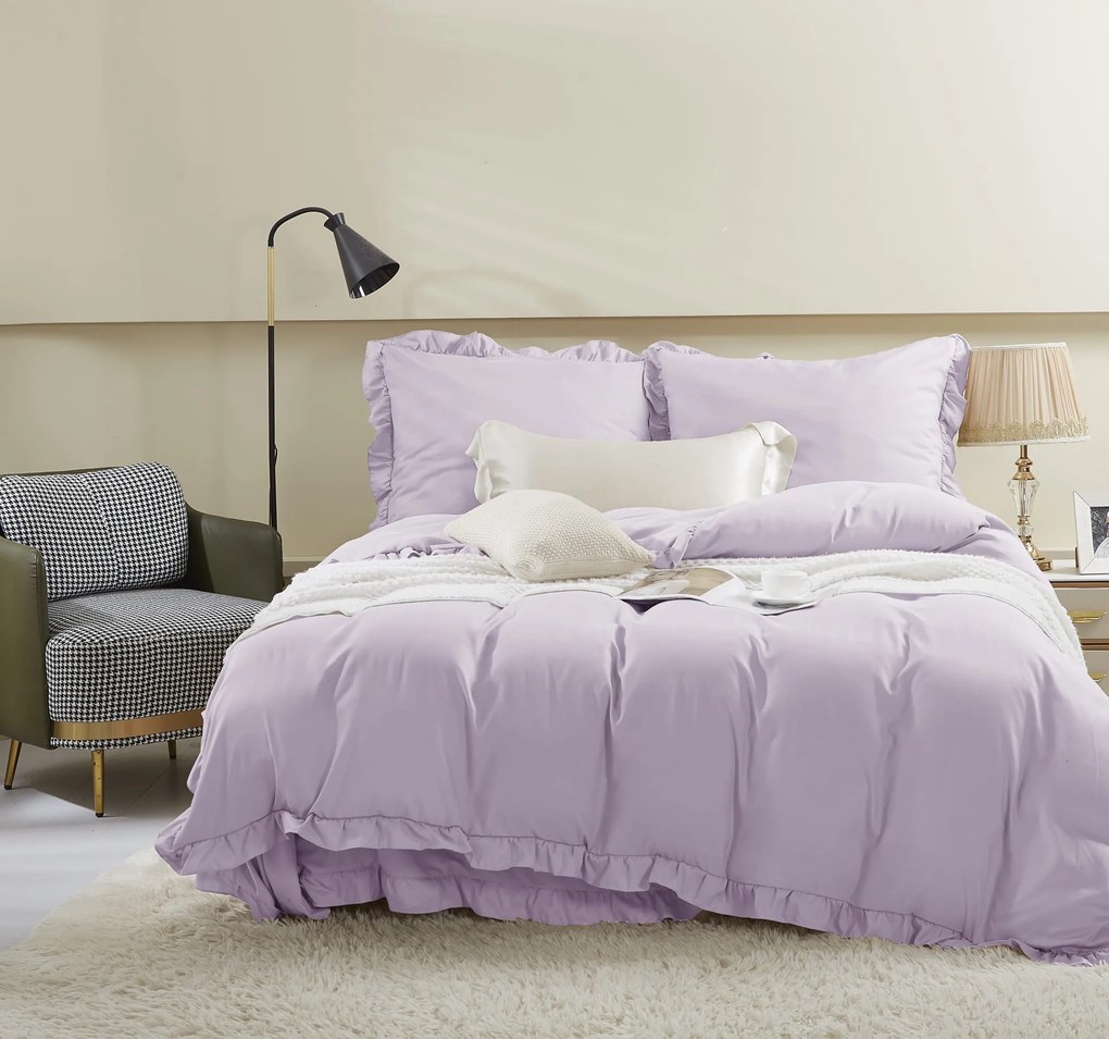 Spod Igły i Nitki Ložní prádlo z mikrovlákna 140x200 Ruffy heather s volánem I24