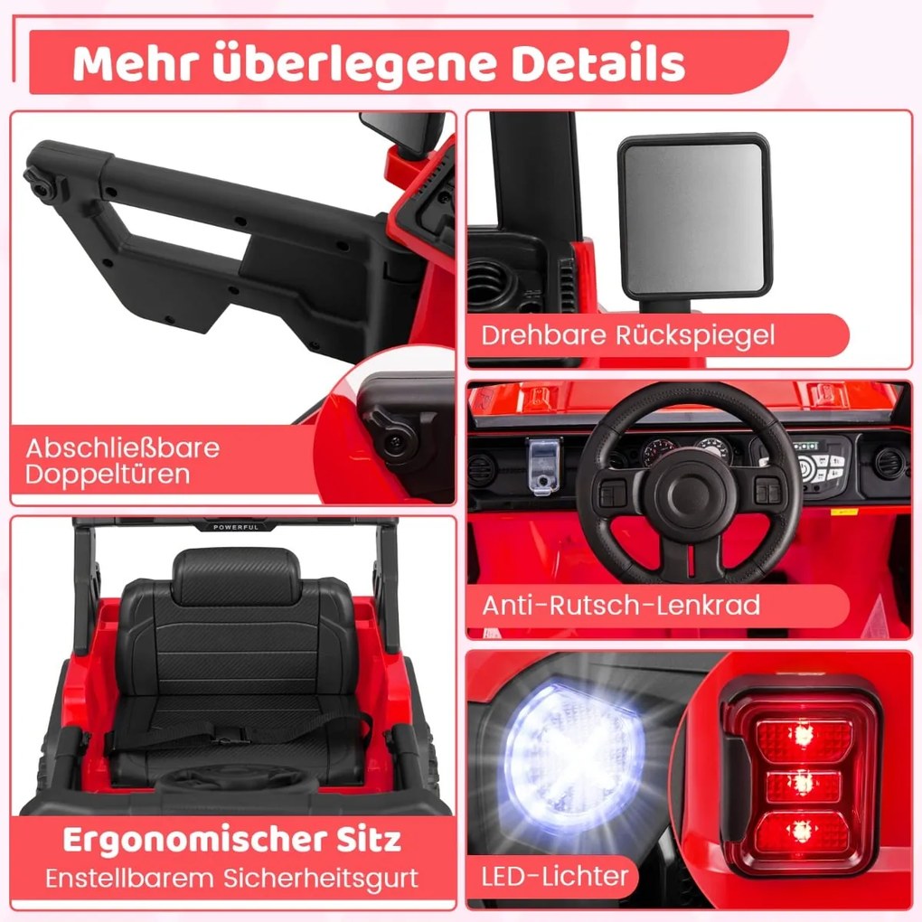 Costway Dětské elektrické auto s 2,4 G dálkovým ovládáním a USB a světlem