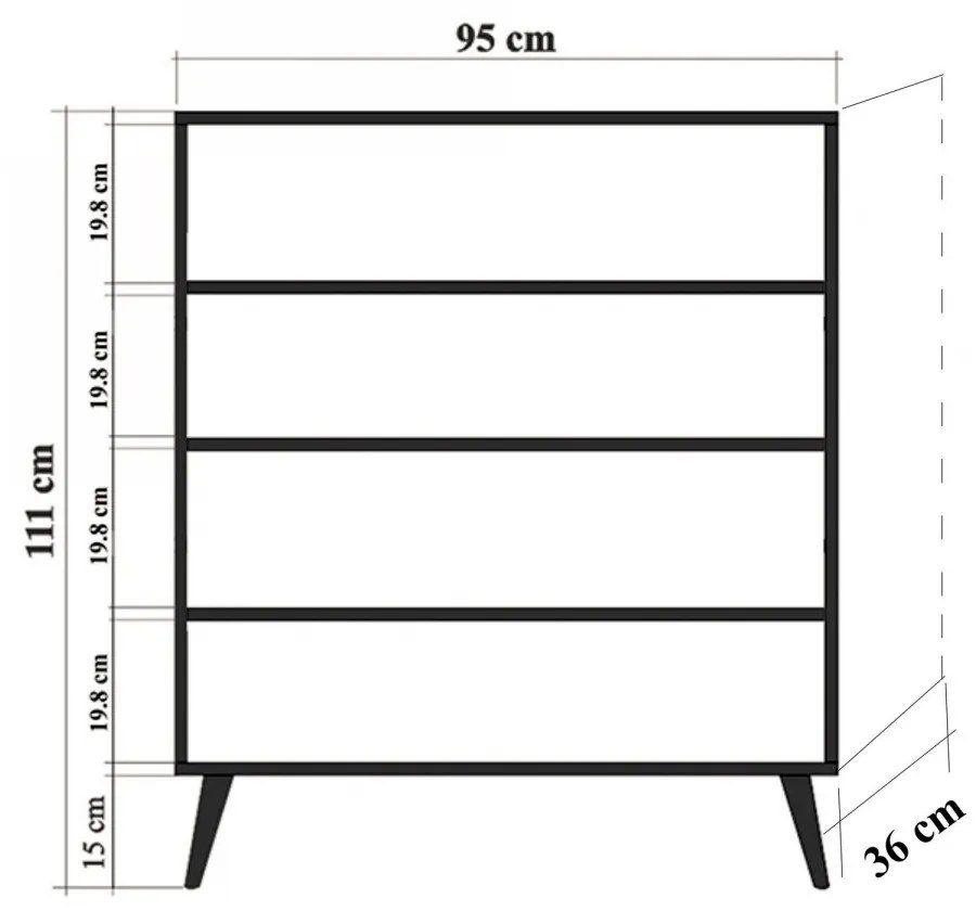 Komoda Kikos 95 cm hnědá/vícebarevná