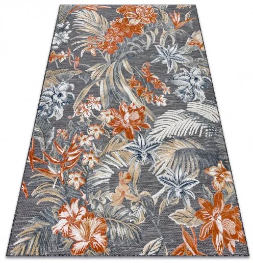 Dywany Łuszczów, Kusový koberec Botanic 65262 flowers black – na ven i na doma, 137x190, vícebarevná, chodba / předsíň