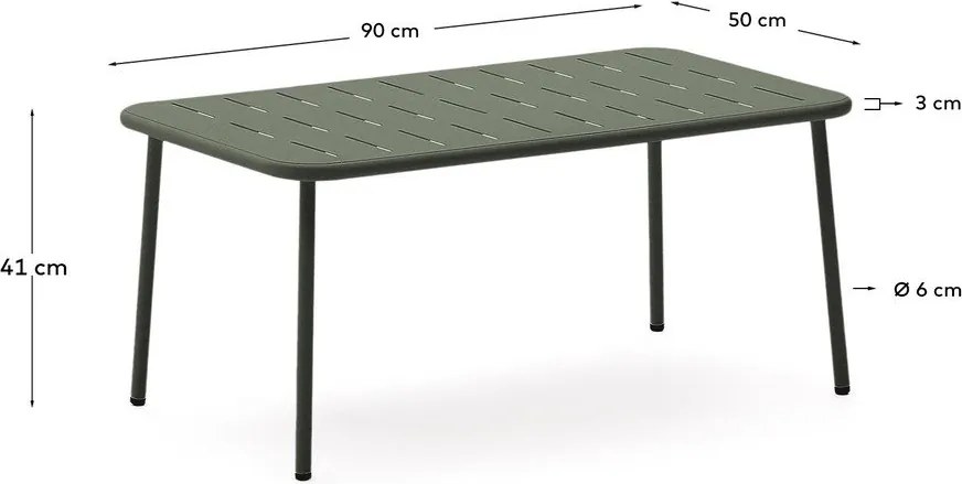 Ocelový zahradní konferenční stolek 50x90 cm Zivia – Kave Home