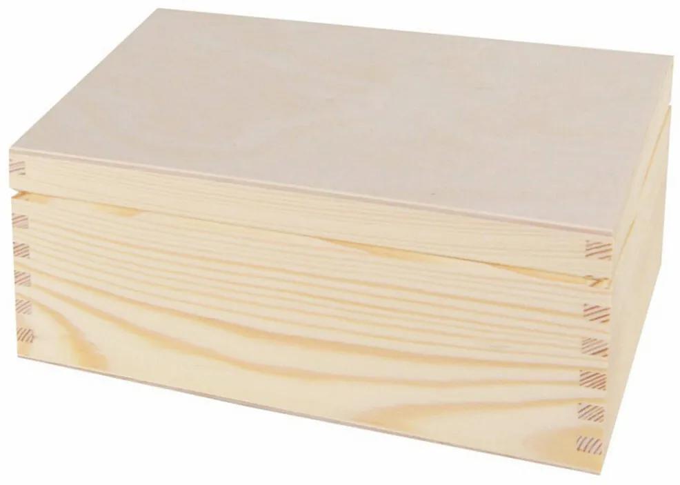 Dřevěná krabička s víkem - 22 x 16 x 9 cm - 2. JAKOST!