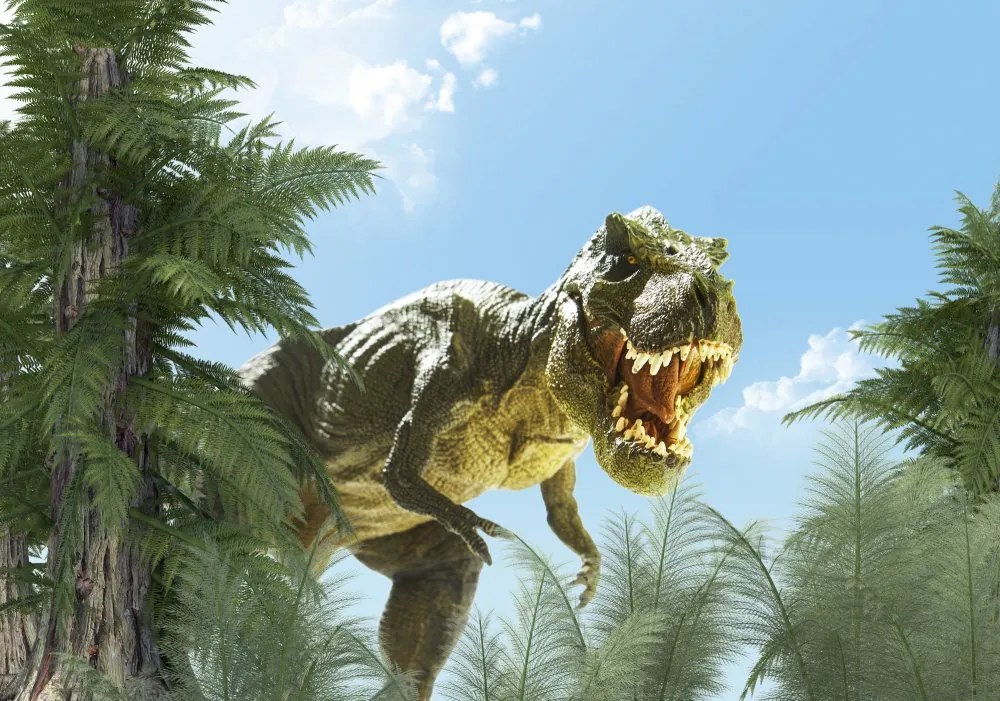 Fototapeta Velký T-Rex Dinosaurus A Palm Vliesová tapeta 520x318