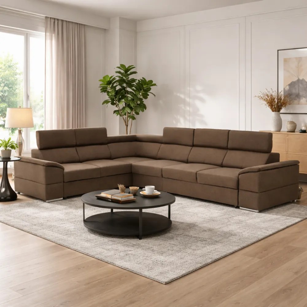 Sedací souprava, látka šedohnědá Taupe, SEGORIA LUX