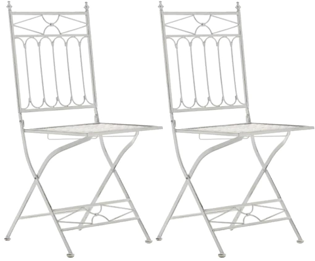Skládací kovová židle Asina (SET 2 ks) - Bílá antik