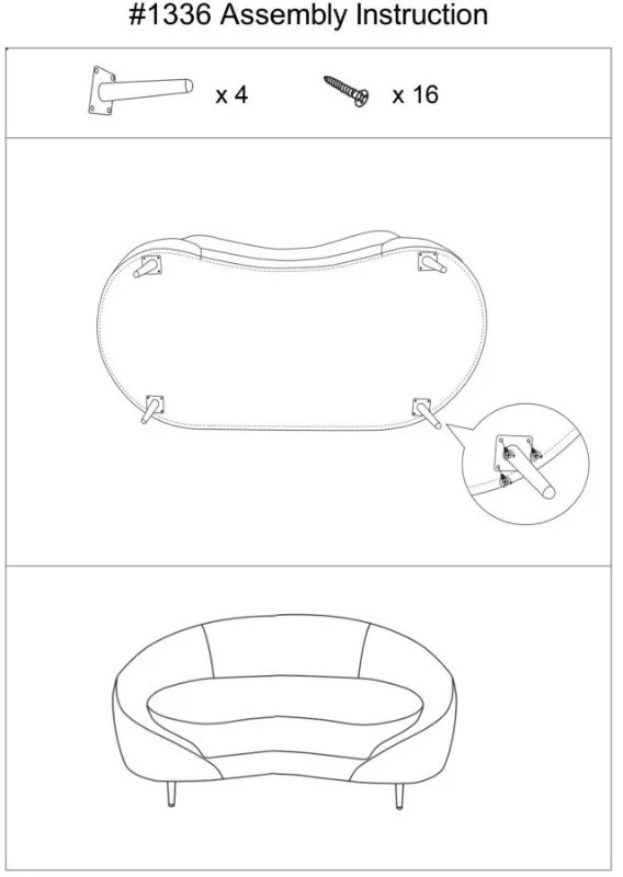 Designová pohovka Yasmeen 148 cm černá / zlatá