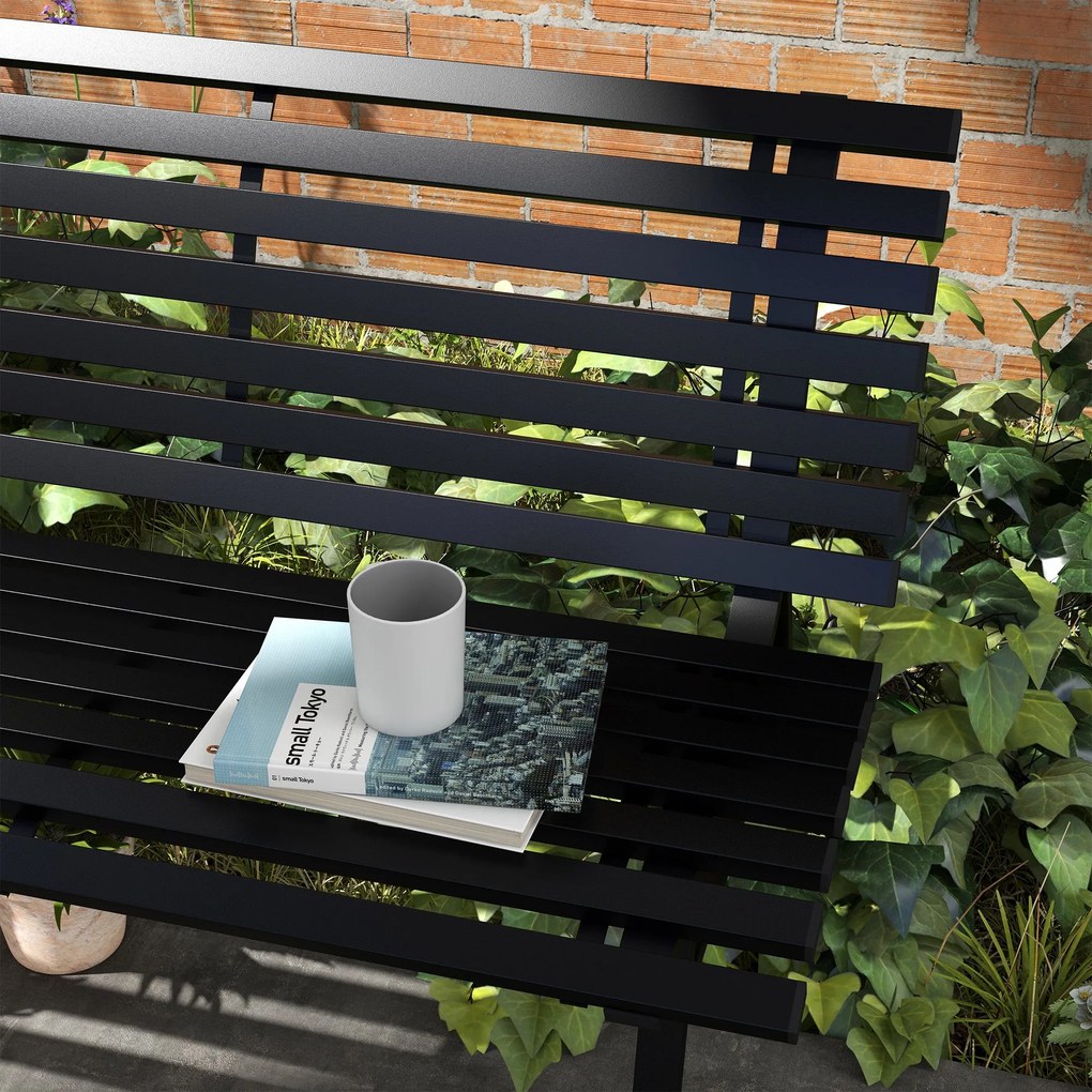 Outsunny Hliníková Zahradní Lavice pro 2 Osoby, Odolná Proti Počasí, UV-odolný Zahradní Nábytek s Designem Žaluzií, Parková Lavice s Nosností 240kg, …
