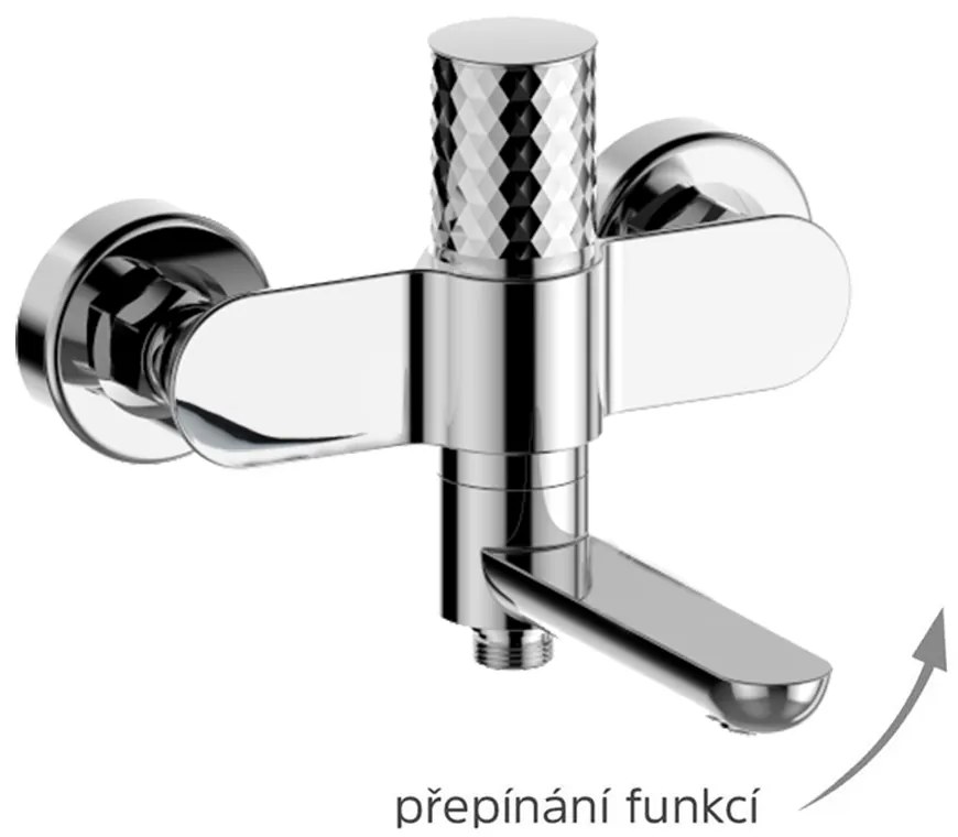 Mereo Mereo, Vanová nástěnná baterie se sklopným ramínkem diamant, Viana, bez příslušenství, 150 mm, chrom, MER-CBE90203A