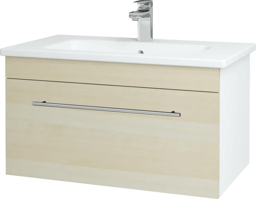 Dřevojas - Koupelnová skříň ASTON SZZ 80 - N01 Bílá lesk / Úchytka T02 / D02 Bříza 130961B