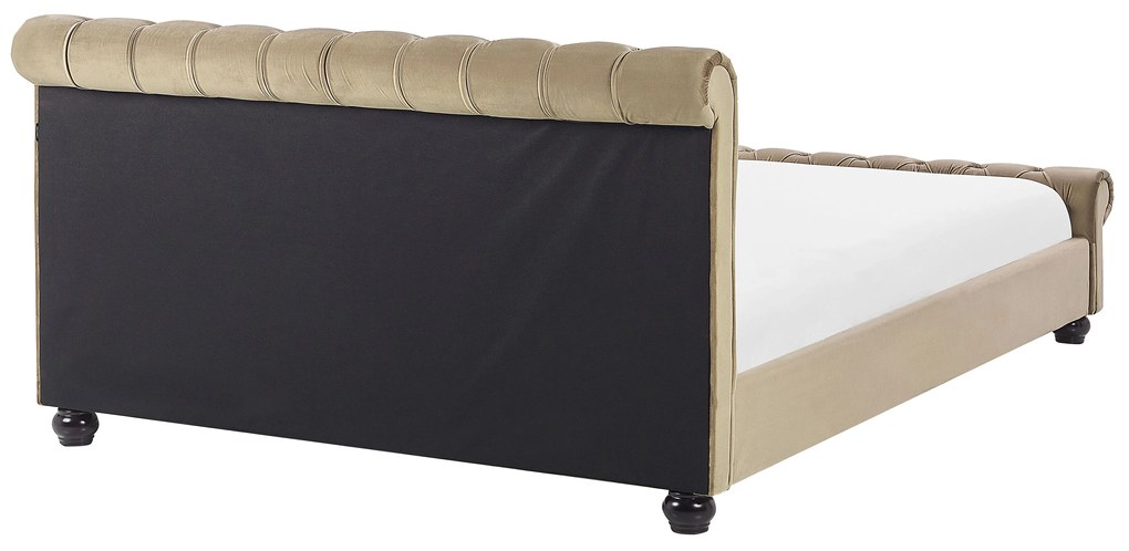 Sametová vodní postel 160 x 200 cm béžová AVALLON Beliani