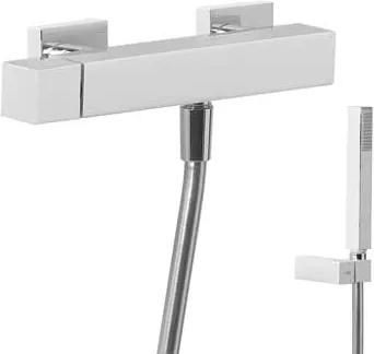 TRES - Jednopáková sprchová baterieRuční sprcha s nastavitelným držákem, proti usaz. vod. kamene. Flexi hadice SATIN. (407167)