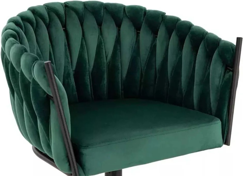 LuxuryForm DESIGN Barová židle NORDEN VELUR na černé kulaté podstavě - zelená
