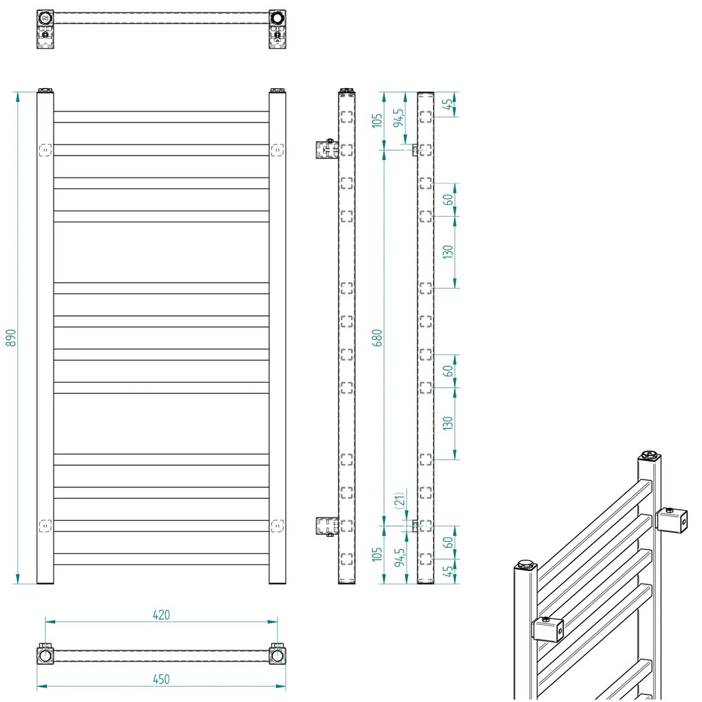 Sapho Sapho, MAKRO topné těleso 450x890 mm, chrom, 0411-03