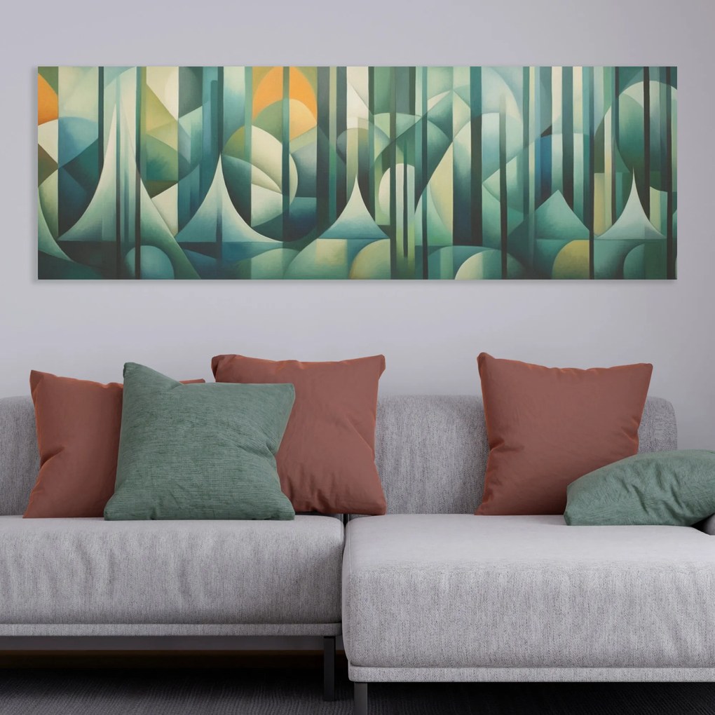 Obraz na plátně - Jehličnatý les v abstraktním stylu FeelHappy.cz Velikost obrazu: 210 x 70 cm