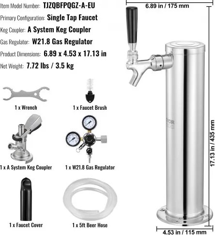 Sada Kegerator Věž s jedním kohoutkem Kegerator Beer Věž & – TJZQBFPQGZ-A-EU
