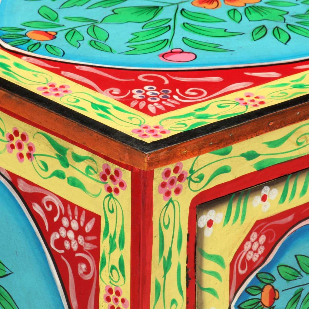vidaXL Ručně malovaný noční stolek 40 x 30 x 50 cm masivní mangovník [286158] Barva: Modrá
