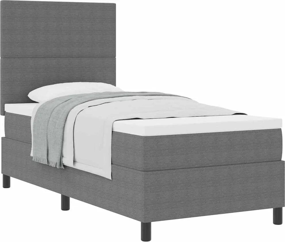 Postel s boxspringem s čelo Světle šedá a bílá 100 x 200 cm 3337543