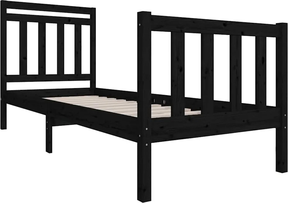 Rám postele černý 75 x 190 cm Small Single masivní dřevo 3100683
