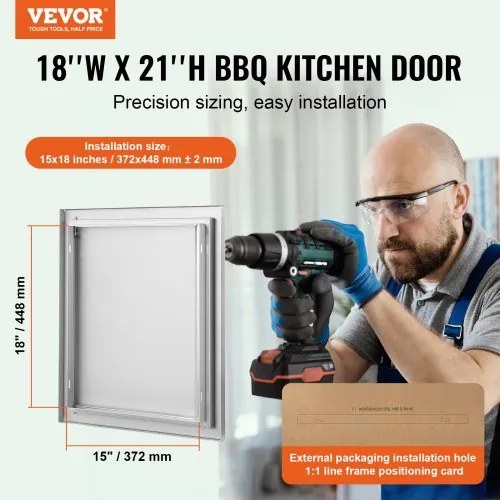 BBQ přístupová dvířka, 457 × 533 mm, jednoduchá venkovní kuchyňská dvířka