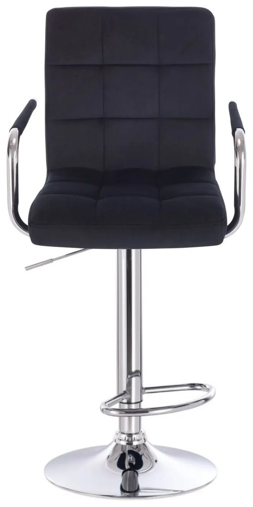 LuxuryForm DESIGN Barová židle VERONA VELUR na stříbrné kulaté podstavě - černá