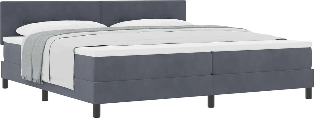 Postel s boxspringem s čelo Tmavě šedá 200 x 200 cm samet 3339195