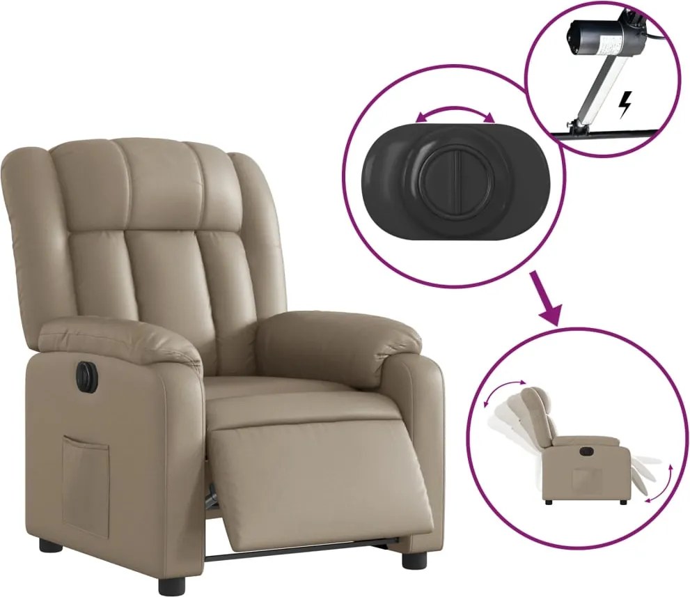 Elektrické polohovací křeslo cappuccino umělá kůže 3205256