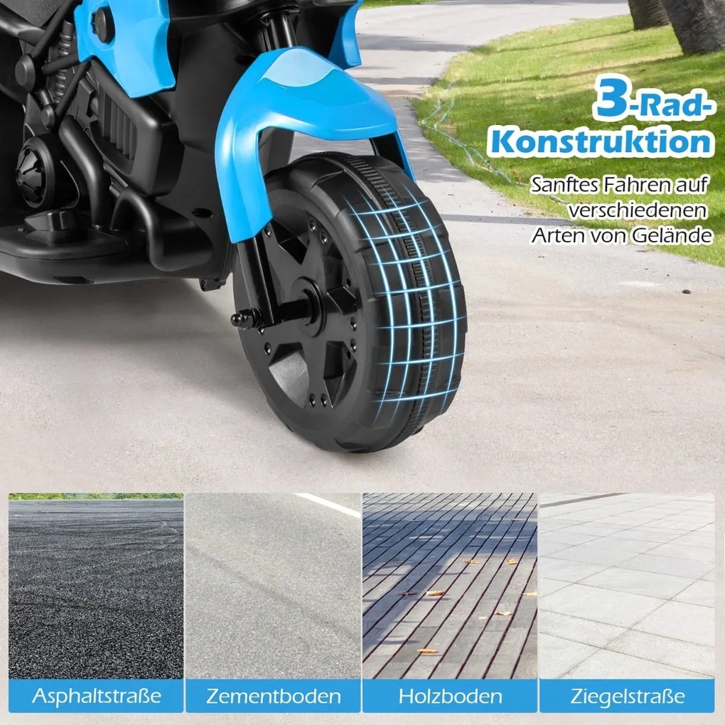 Costway 6 V Dětský motocykl 3-kolový elektrický motocykl s LED