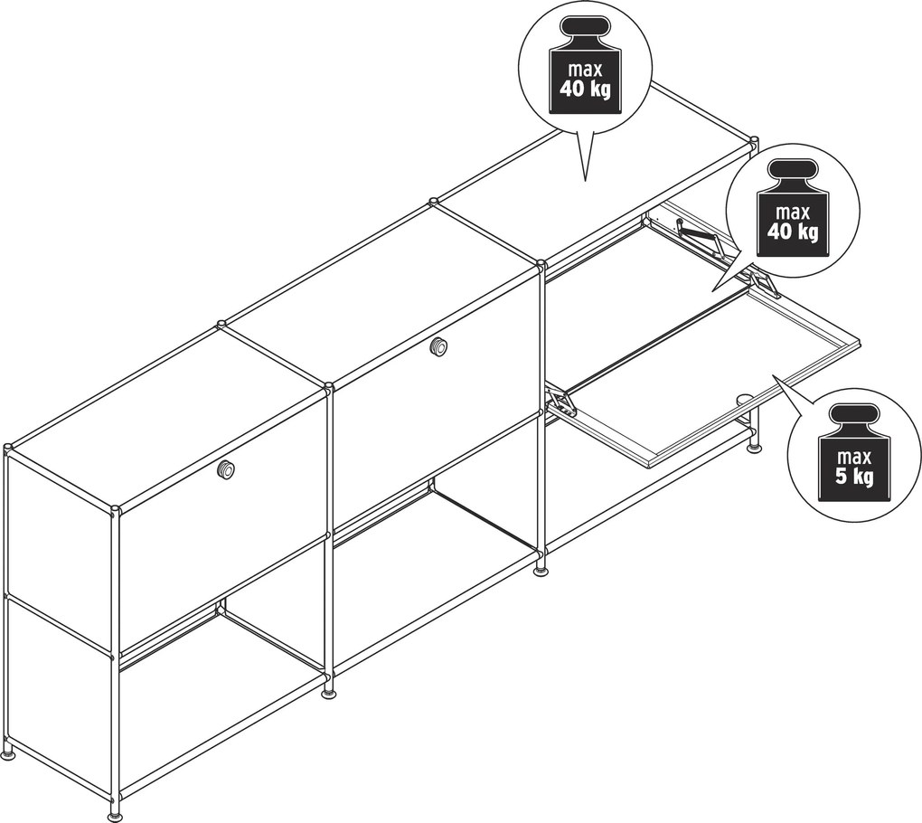 Tchibo - Kovová odkládací skříňka »Cn3« se 3 přemístitelnými výklopnými dvířky - barva: šedá