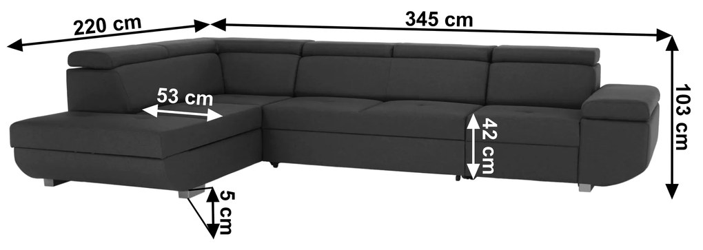 Kondela Sedací souprava, tmavě šedá, látka Stark, levá, MAVIS