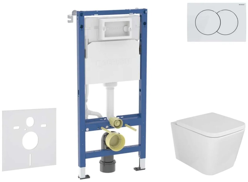 Geberit Duofix - Set předstěnové instalace, klozetu Arkas I a sedátka softclose, tlačítko Delta01, alpská bílá SANI11CA3157B