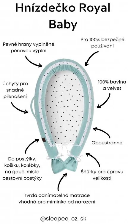 Sleepee Sametové hnízdečko ROYAL BABY pro miminko pískové